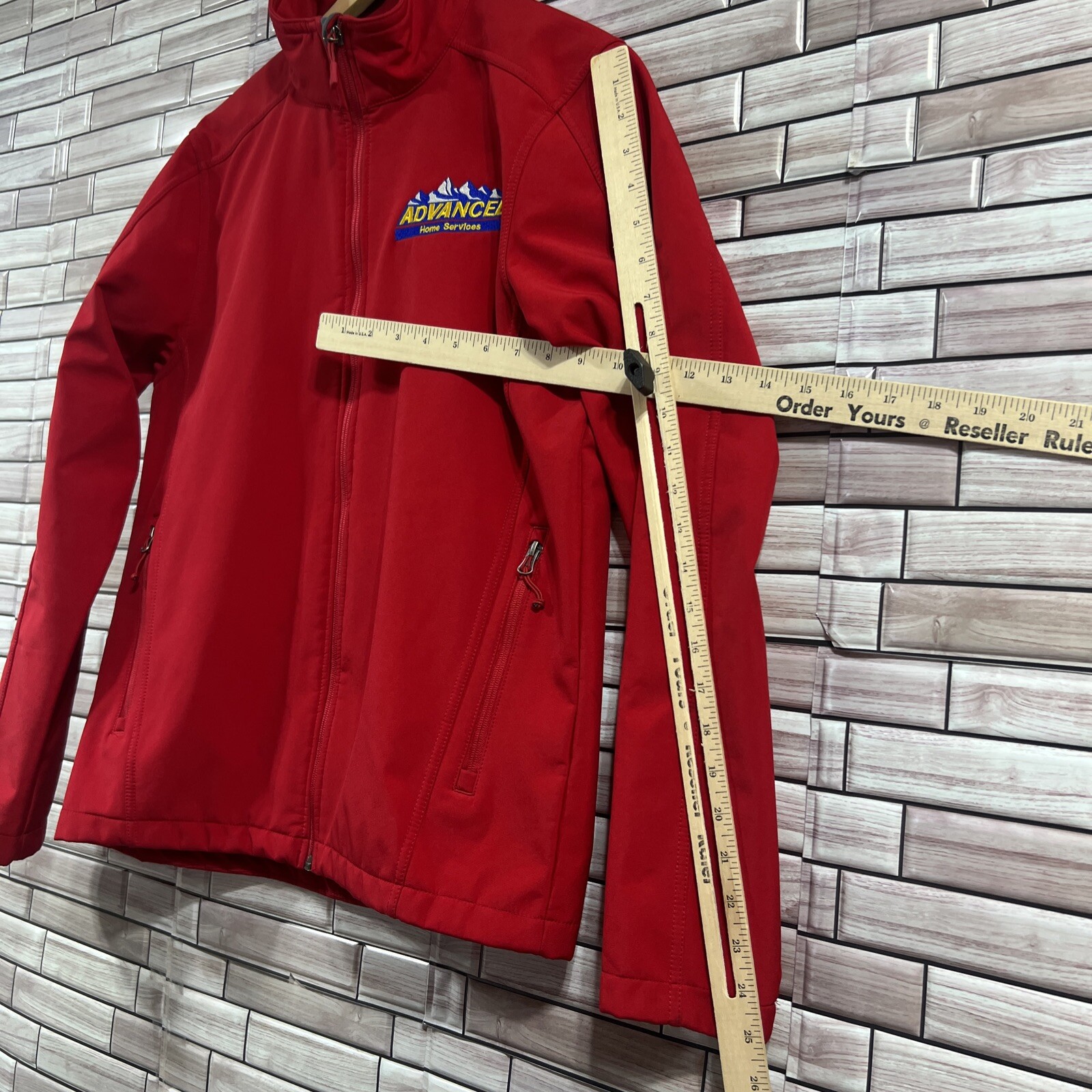 Port Authority Mens M jacket high neck zip fleece lined red soft shell ...