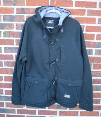 Vans Classic Duffle Jacket Full Zip-Toggle Fastening Black Hooded Men's ...