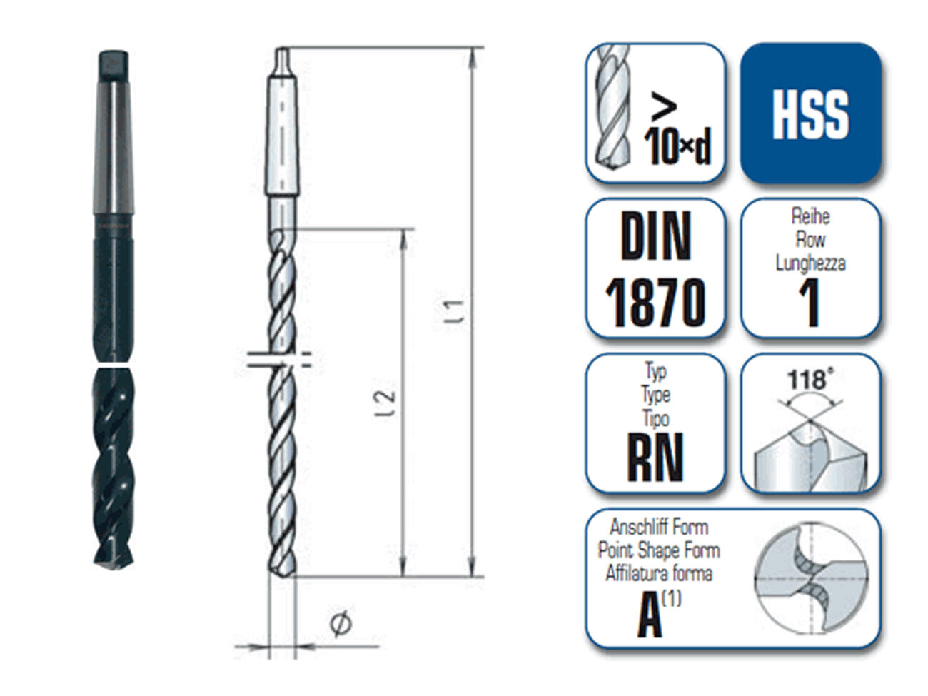 HSS Spiralbohrer Überlang MK3 29 mm DIN1870 R1 RN 201442 ...