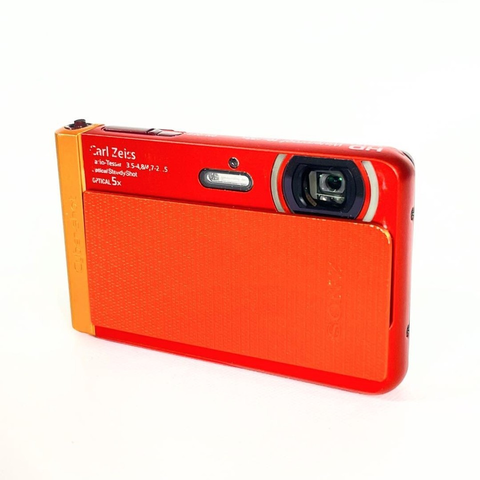 Sony Digital Camera DSC-TX30 Cyber Shot Orange 5x 18.2MP Compact Camera ...