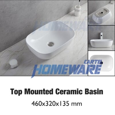 Bathroom Ceramic Above Counter Hand Wash Vanity Top Basin Gloss White ...