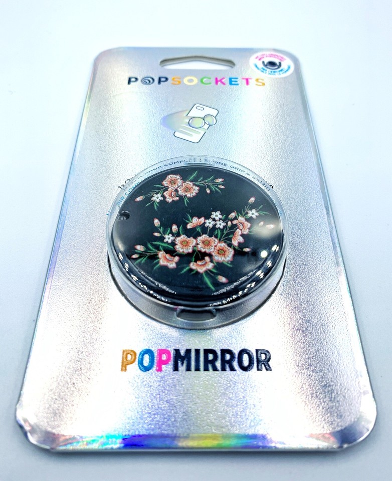 Authentic PopSockets PopMirror Black Floral Blossom Mirror PopSocket ...