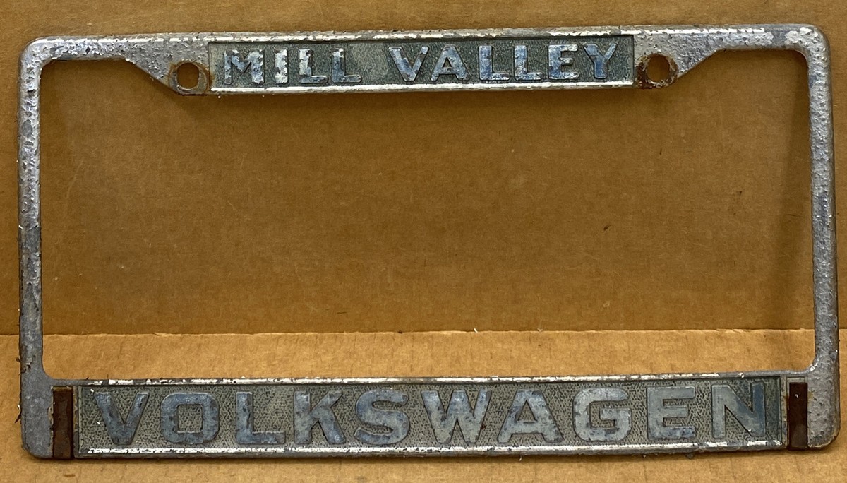 Volkswagen License Plate Frame RARE VOLKSWAGEN ( MILL VALLEY Ca.)