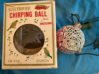 Vintage CHRISTMAS Chirping Singing BIRD Ball Silver Ornament Electronic ...