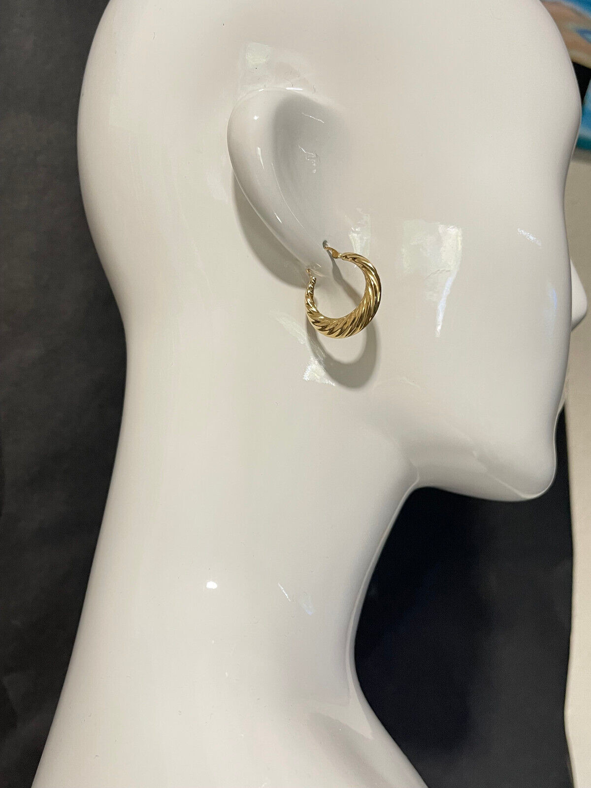 10k Yellow Gold Twisted Hoop Hinged Earrings Unique 2… - Gem