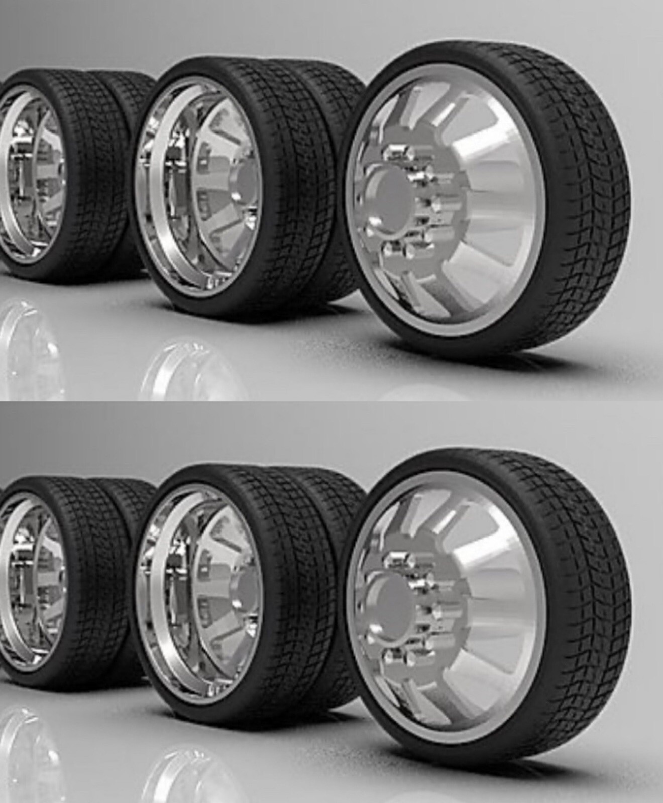 1:25 26” Semi Truck “Razor”Dually Wheels In Low Profile Tires (2 Fronts ...