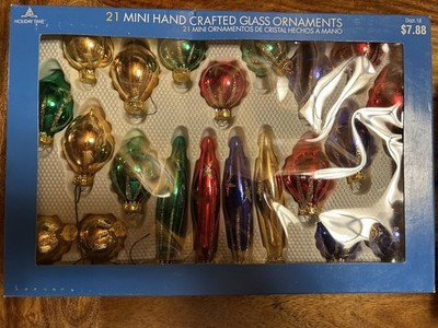 Holiday Time Hand Crafted Glass Multicolor Mini Ornaments Set of 21 | eBay