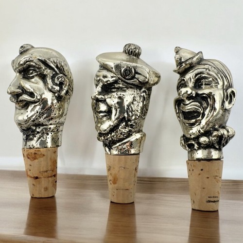 BARWARE BAR CORK Vintage EVIL FIGURES CLOWN WIZARD IRISH Head Bottle ...