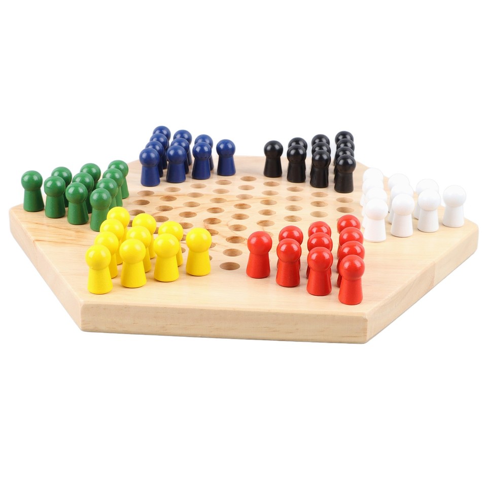 Chinese Checkers Set With Multiple Chess Pieces Wooden Board ...