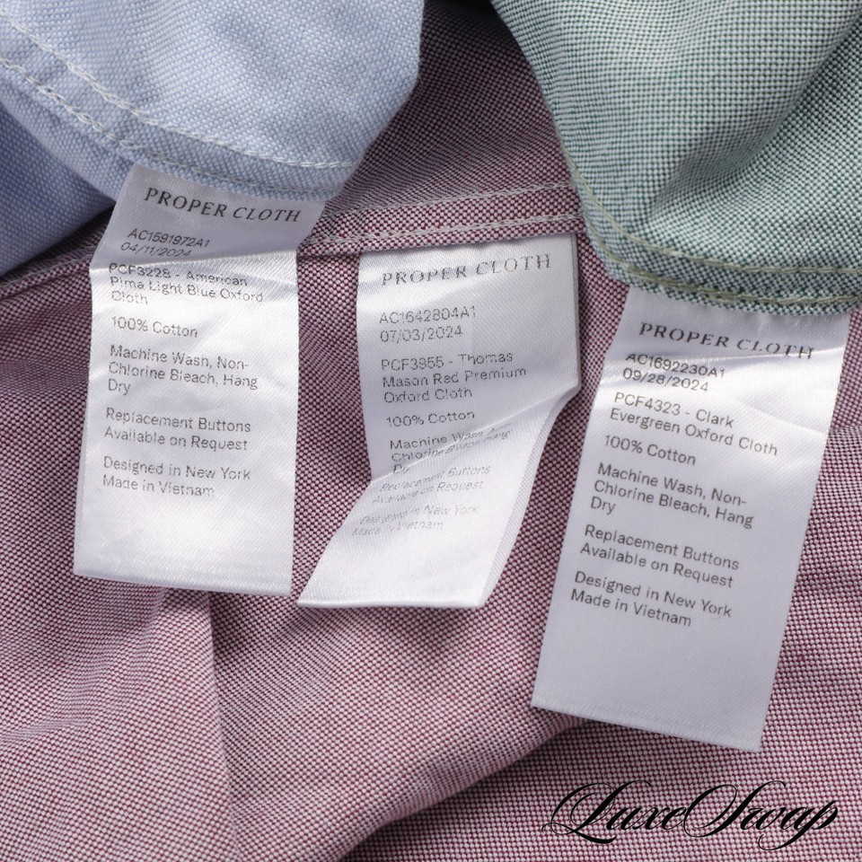 BIG GUYS LOT X3 Proper Cloth Green Blue Mauve OCBD Oxford Cloth Shirt ...