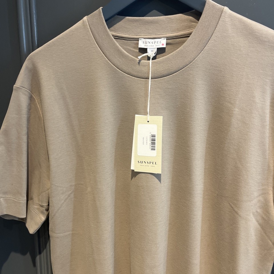 Sunspel Heavyweight Short Sleeve T Shirt Size Medium Mink BNWT | eBay UK