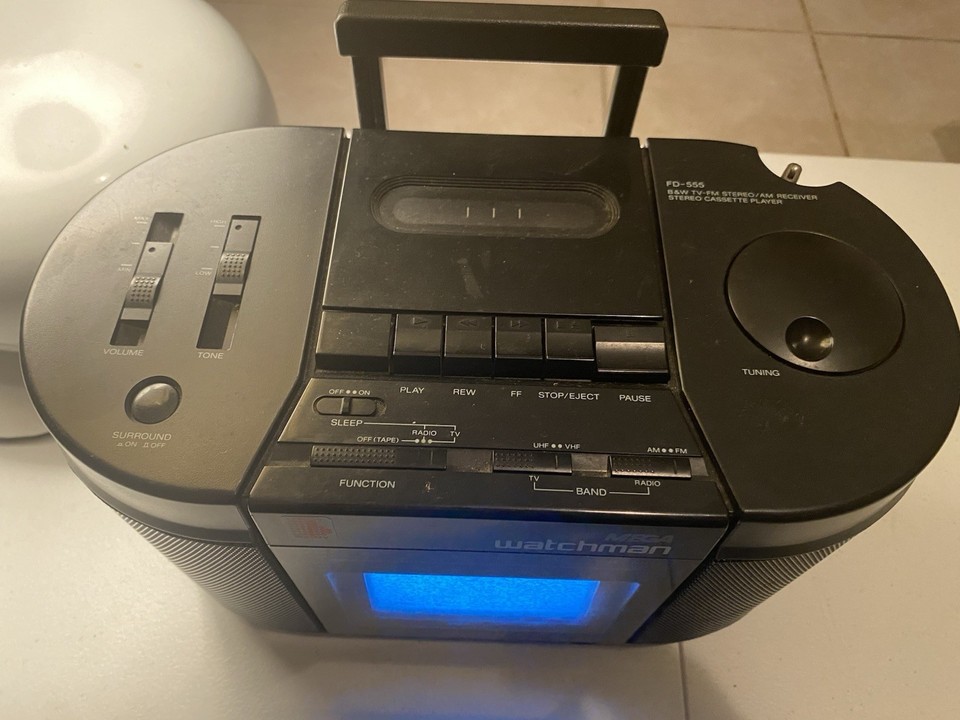 Sony Mega Watchman FD-555 Black and White analog TV ,cassette,radio | eBay