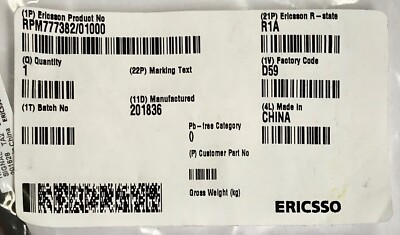 ERICSSON RPM777382 01000 R-State R1A Fiber Optic Signal Cable RPM 777 ...