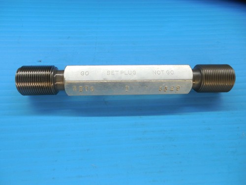 7/8 18 UNS 2A SET THREAD PLUG GAGE .875 GO NO GO P.D.'S= .8375 & .8329 ...