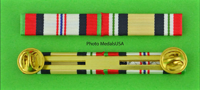 Afghanistan Iraq Service Medal 2 Ribbon Bar - Clutch Back - made in USA ...
