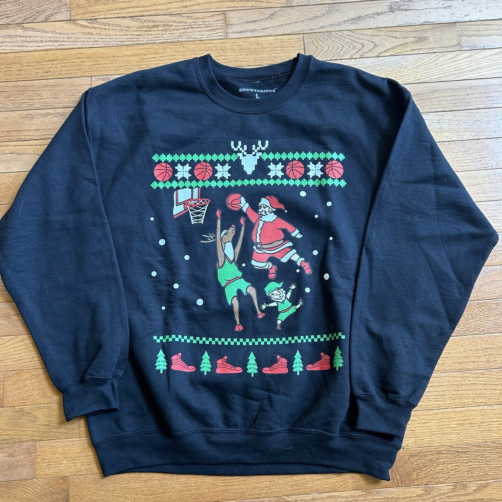 Santa Dunking On Rudolph Christmas Sweatshirt Size la… - Gem