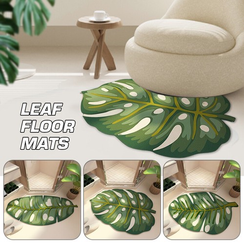 Leaf Pattern Bathroom Rug Carpet Living Room Anti-slip Floor Mats Home ...