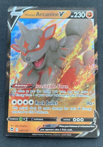 Hisuian Arcanine V 090/195 Silver Tempest Ultra Rare Holo Pokemon TCG ...