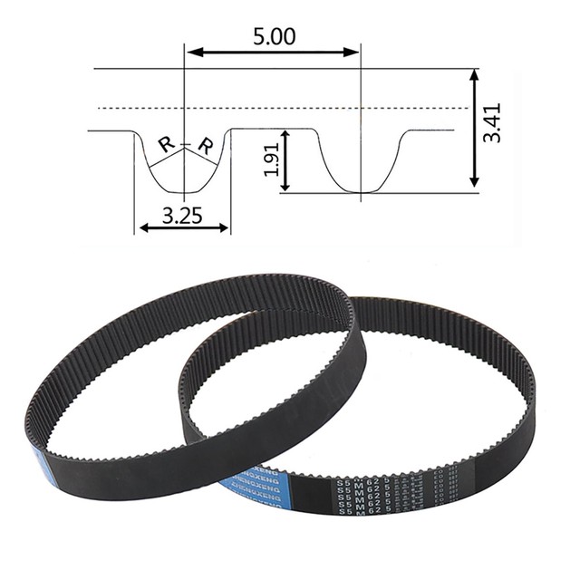 Black S5M Timing Belt 1000mm-2800mm Perimeter 15mm 20mm 25mm Width ...