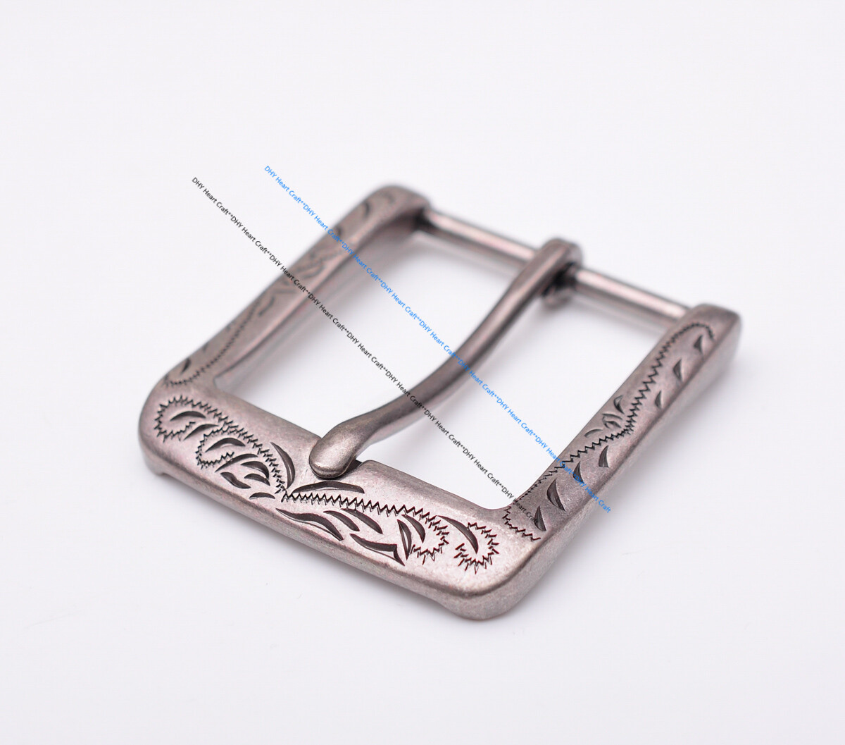 Retro Flower Carved Antique Silver Prong Pin Buckle Men Leather Belt ...