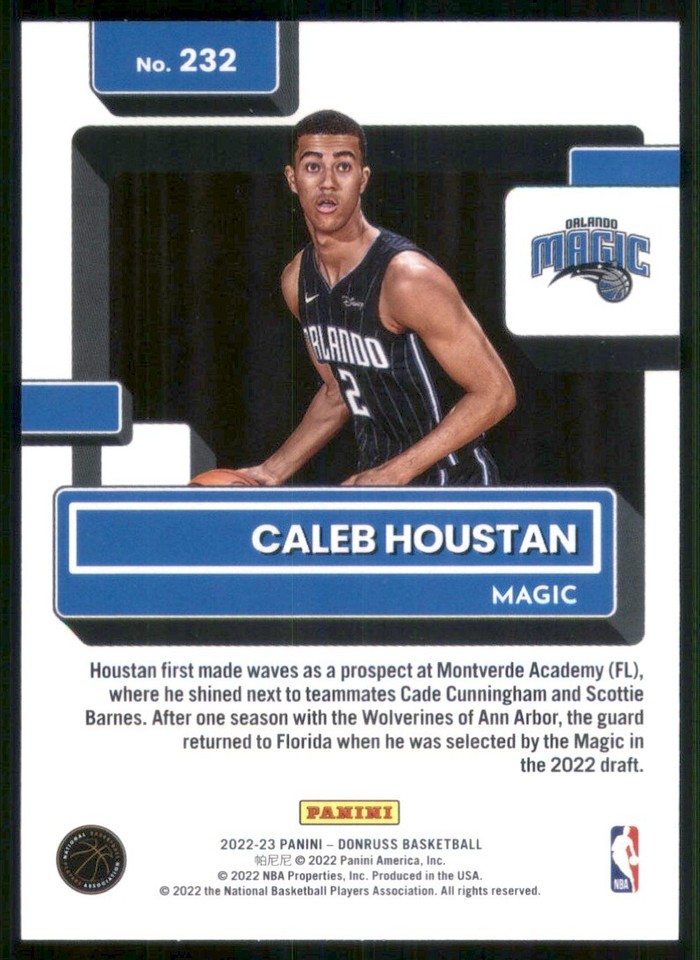 2022-23 Donruss #232 Caleb Houstan Orlando Magic 37340 | eBay