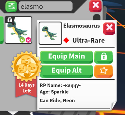 Neon Ride Elasmosaurus - Adopt From Me - Fast Delivery | eBay UK