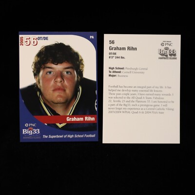 2005 Graham Rihn Big 33 Pennsylvania "BLUE" High School Football #PA56 ...