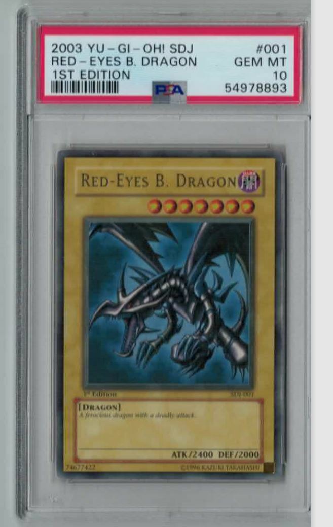 2003 YuGiOh Red-Eyes B. Black Dragon 1st Edition SDJ-001 PSA 10 GEM ...
