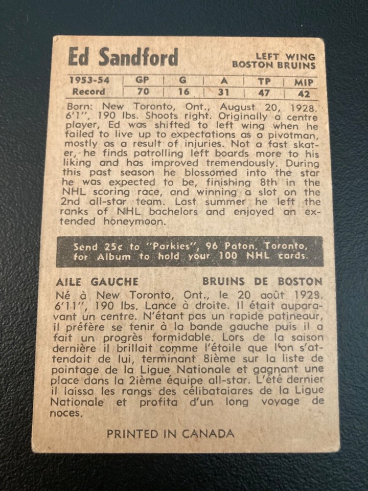 1954-55 Parkhurst - #64 Ed Sandford | eBay