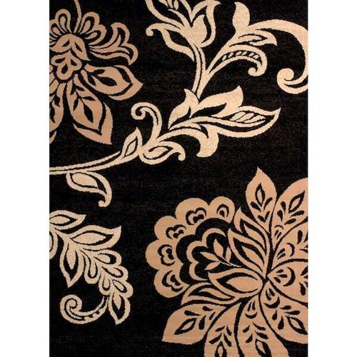 Black And Beige Floral 5x7 Ft Area Rugs For Living Room Bedroom Modern ...