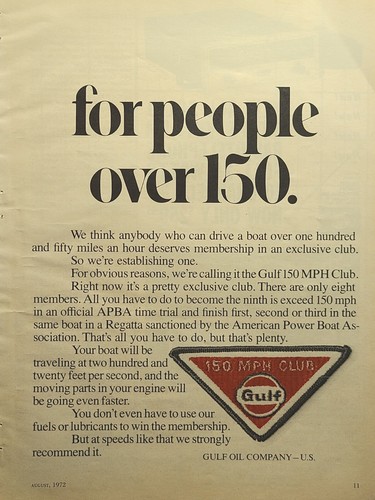 Gulf Oil Company APBA 150 MPH Club Patch Boat Regatta Race Vintage ...