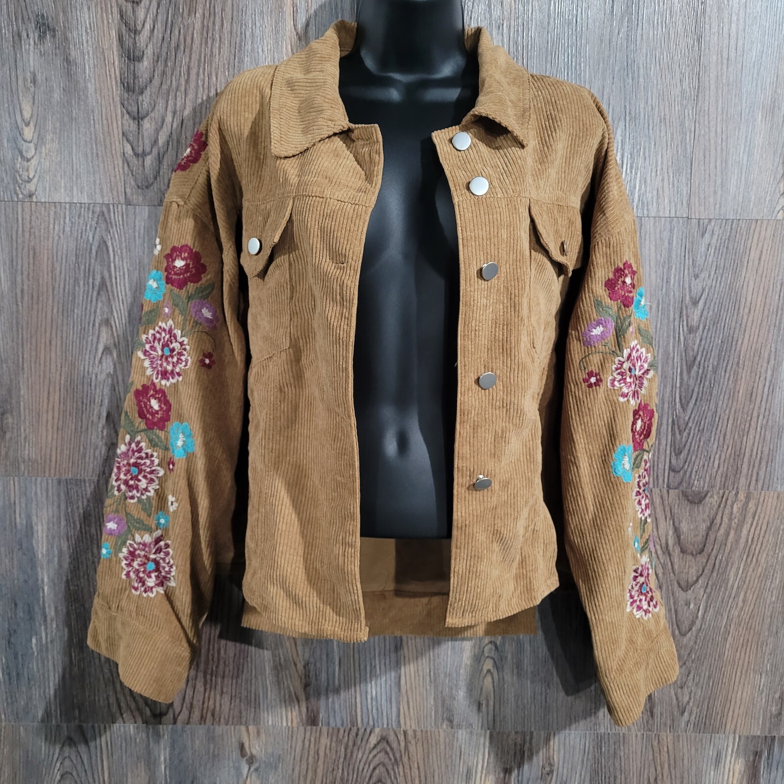 Savanna Jane Floral Embroidered Corduroy Shacket Size… - Gem