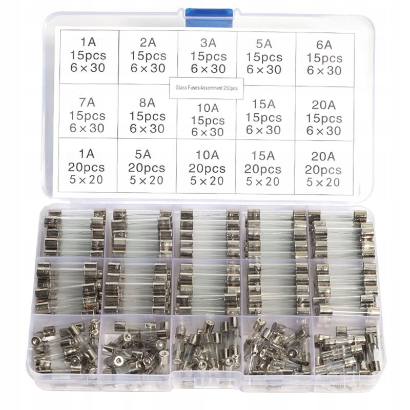 Glass Fuse Set Quick Blow Glass Tube Fuse Assorted Kits Fuses 250pcs | eBay
