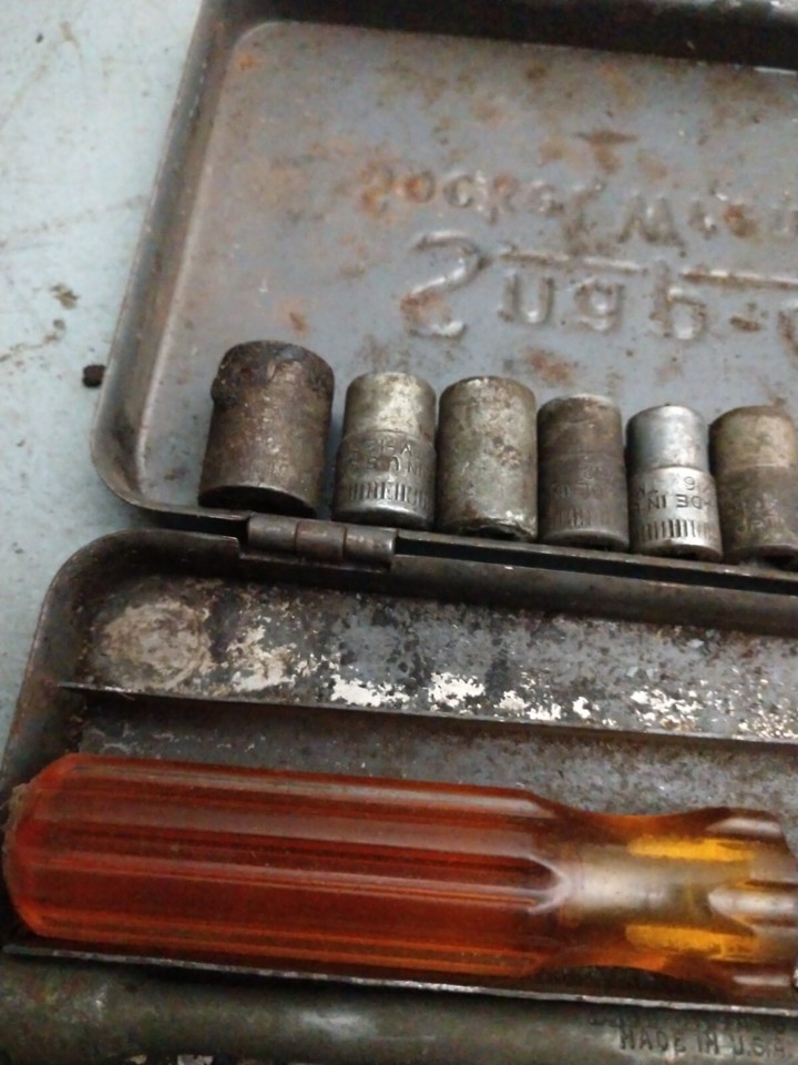 Early Snap-on tools Vintage Midget GM-70M Ratchet Socket Set Metal Case ...