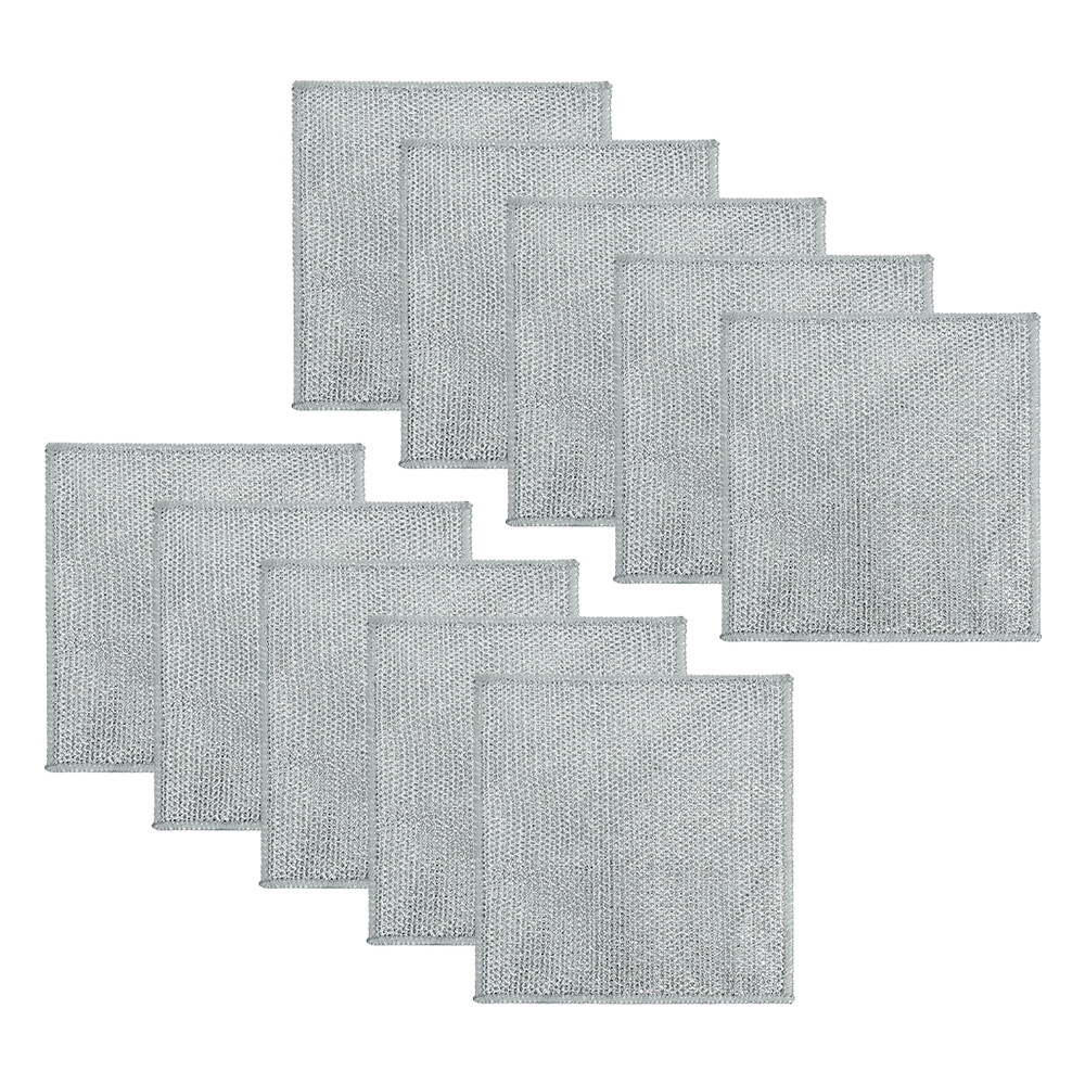 Double-Layers Multipurpose Wire Dishwashing Rags Clean Cloth Wet & Dry ...