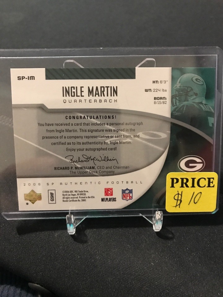 2006 Sp Authentic Rookie Ingle Martin Auto! Signed RC Packers Rare On ...