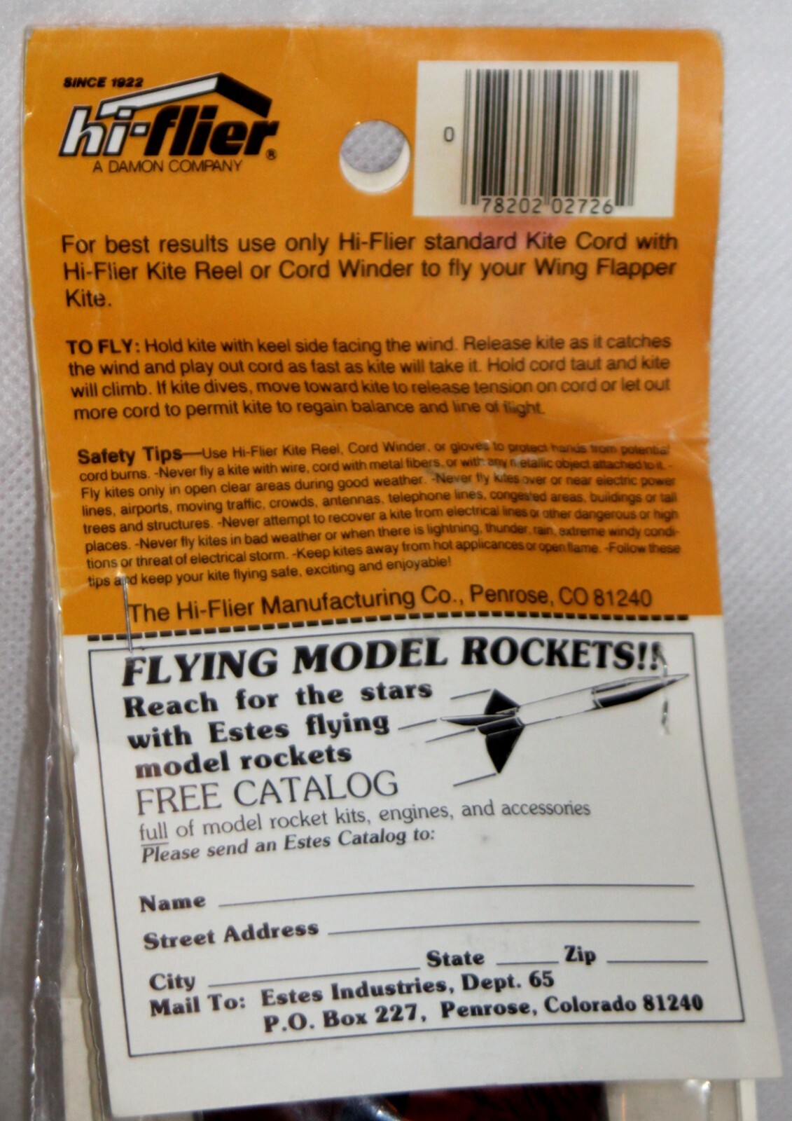 Vintage Hi-Flier Wing Flapper Kite Eagle Bird Flapping Action 4 ft ...