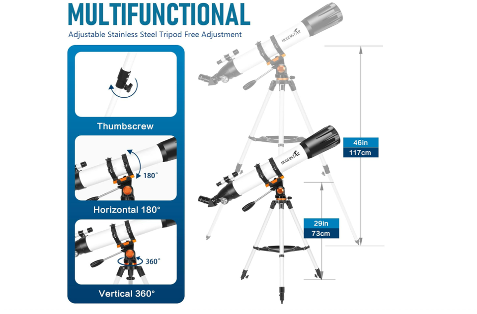 HUGERSTAR Telescope, 90mm Telescopes 800mm Refracting Telescope Fully ...