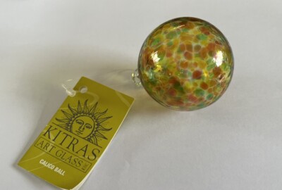 Kitras Art Glass Multicolor Hand Blown Ornament Suncatcher Calico Ball ...