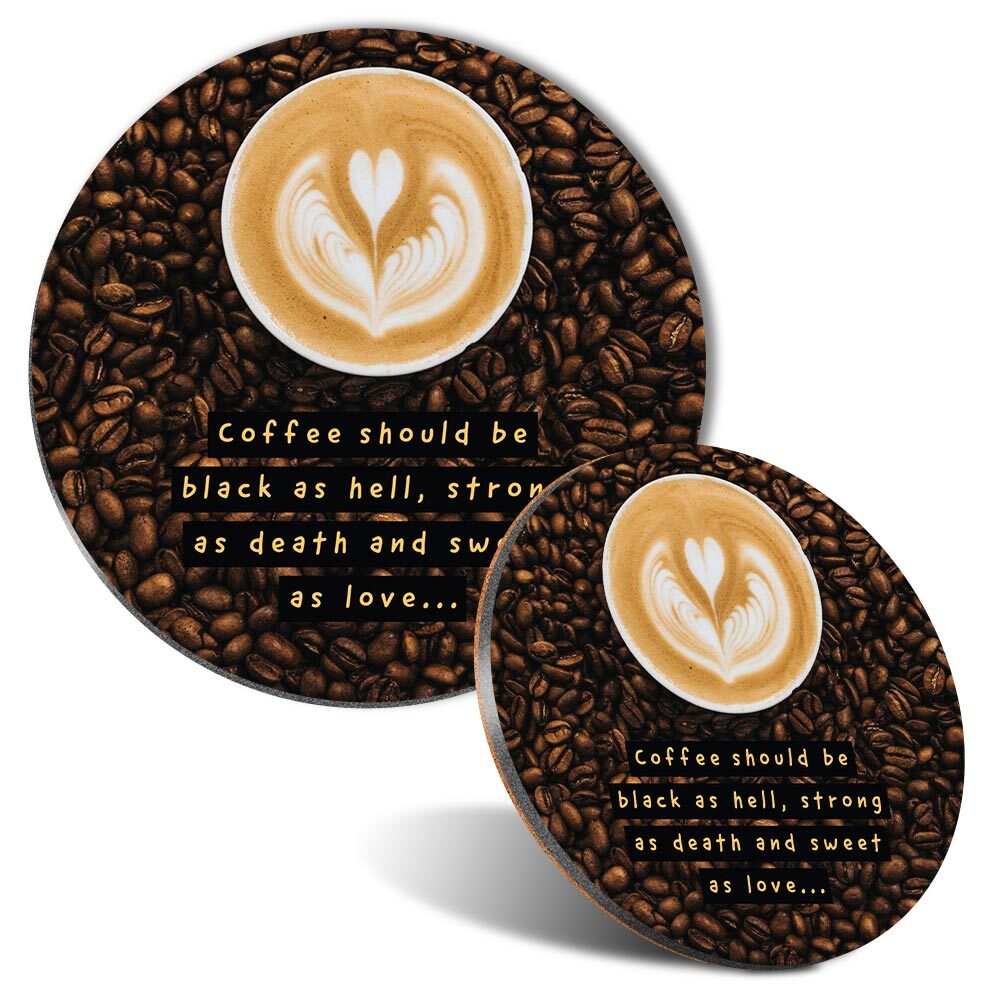 Mouse Mat & Coaster Set Coffee Lover Quote Beans Cup #63061 | eBay UK