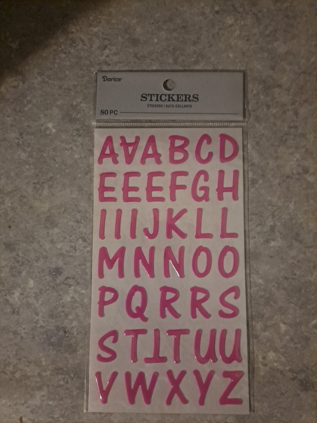 Darice Pink Letter Stickers. 3/4" Tall. 80pc Per Pack. 2 Pack= 160 Pcs ...