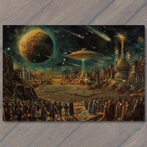 POSTCARD Alien God Civilization Religious Deity Ceremony Sacred Ritual ...