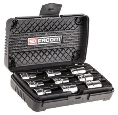 Facom SOCKET & BIT SET STM.J9APB 9Pcs 5-19mm Metric, 1/2'' Square Drive ...