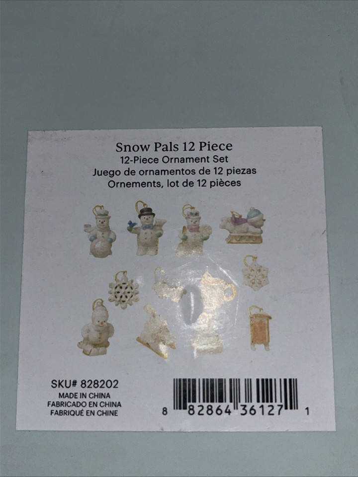 Lenox Snow Pals Mini Tree Ornament 12 Piece Set Snowmen Skates Sled NIB ...