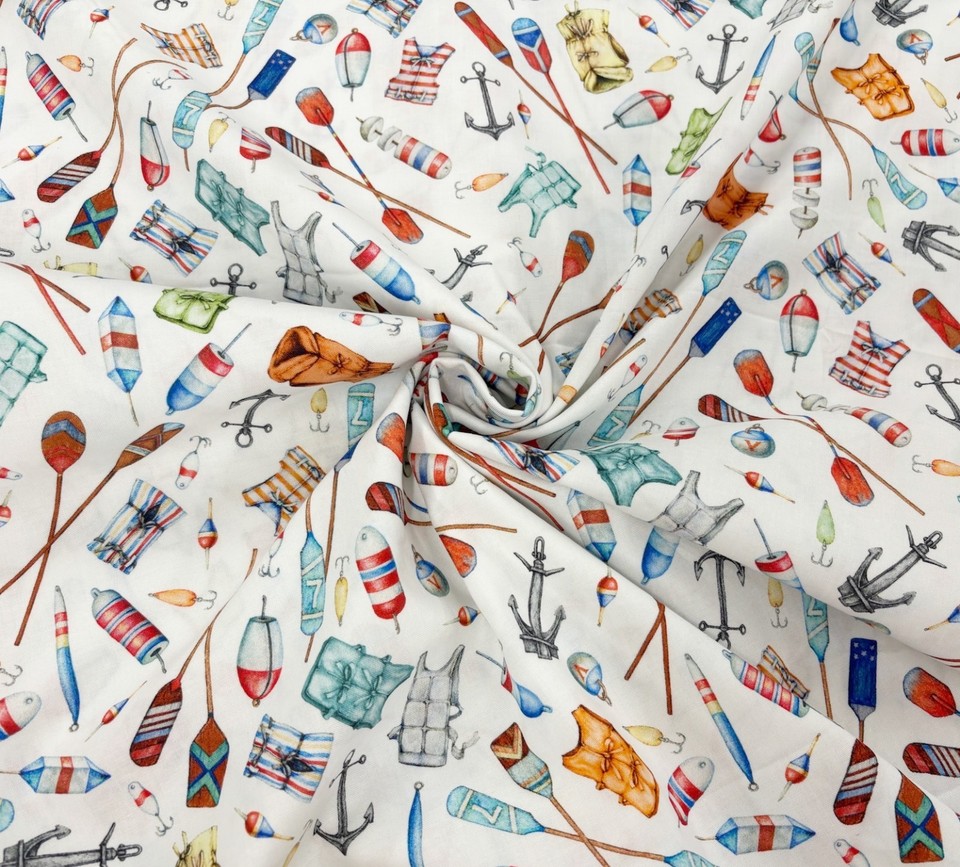 Seaside Cotton Fabric Mixed Ocean Nautical Sea Beach Patchwork Craft ...