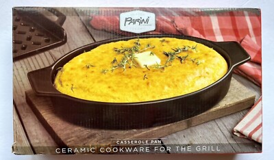 Parini Ceramic Cookware For The Grill Charcoal Oval Casserole Pan ...