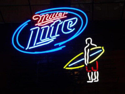 Surf Surfboard Lite Beer Neon Sign 24x20 Beer Bar Man Cave Wall Decor ...