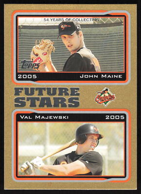 2005 Topps #327 John Maine / Val Majewski FS, SN2005 Baltimore Orioles ...