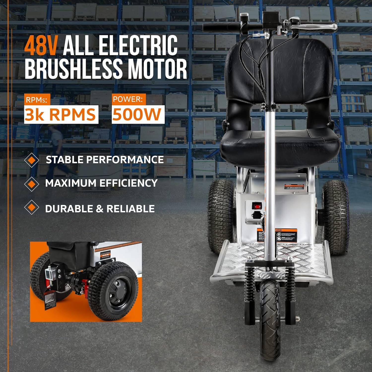 SuperHandy Electric Tugger Cart, Industrial Tow Tractor Riding Scooter ...