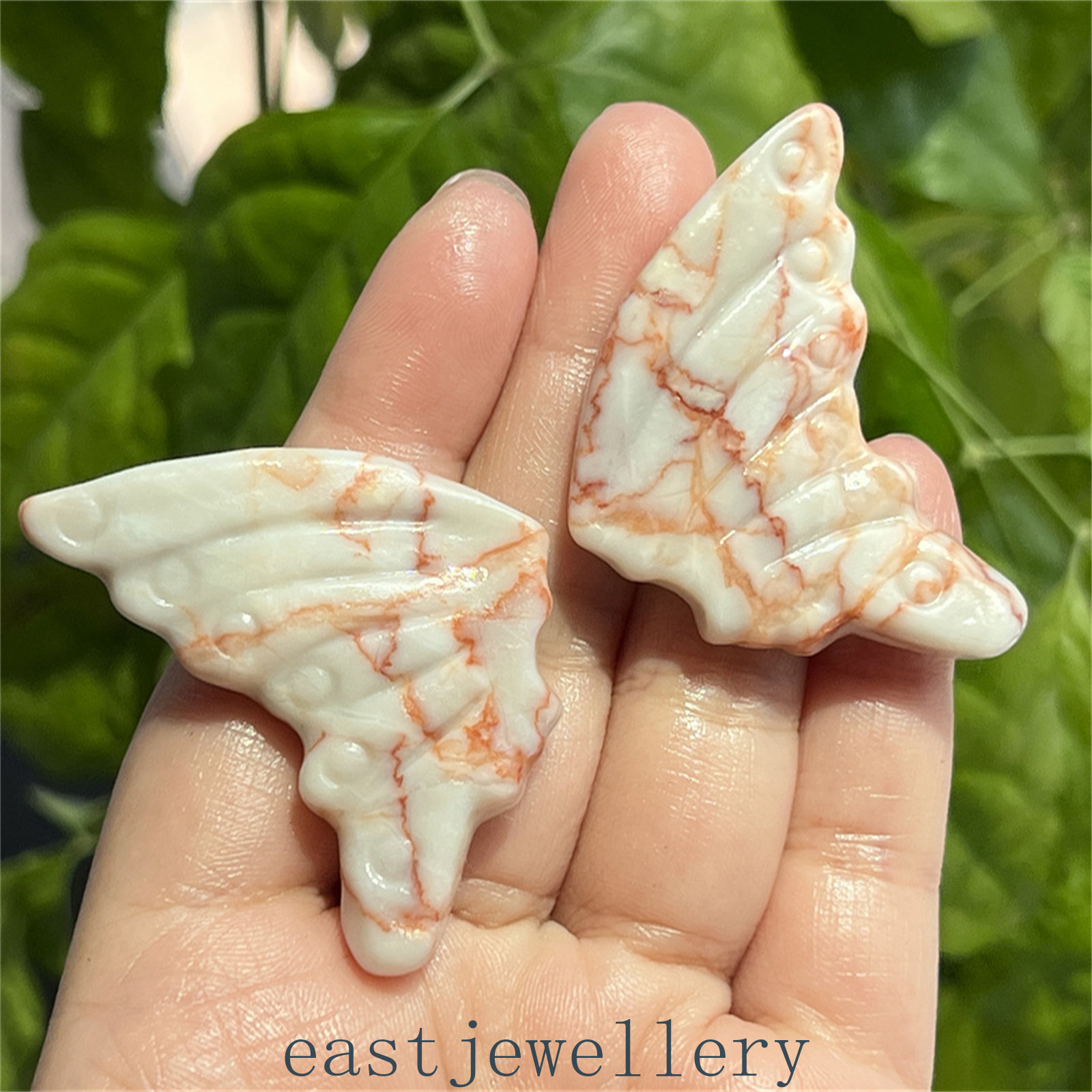 2" Natural Meat stone Butterfly wings skull quartz crystal skull ...